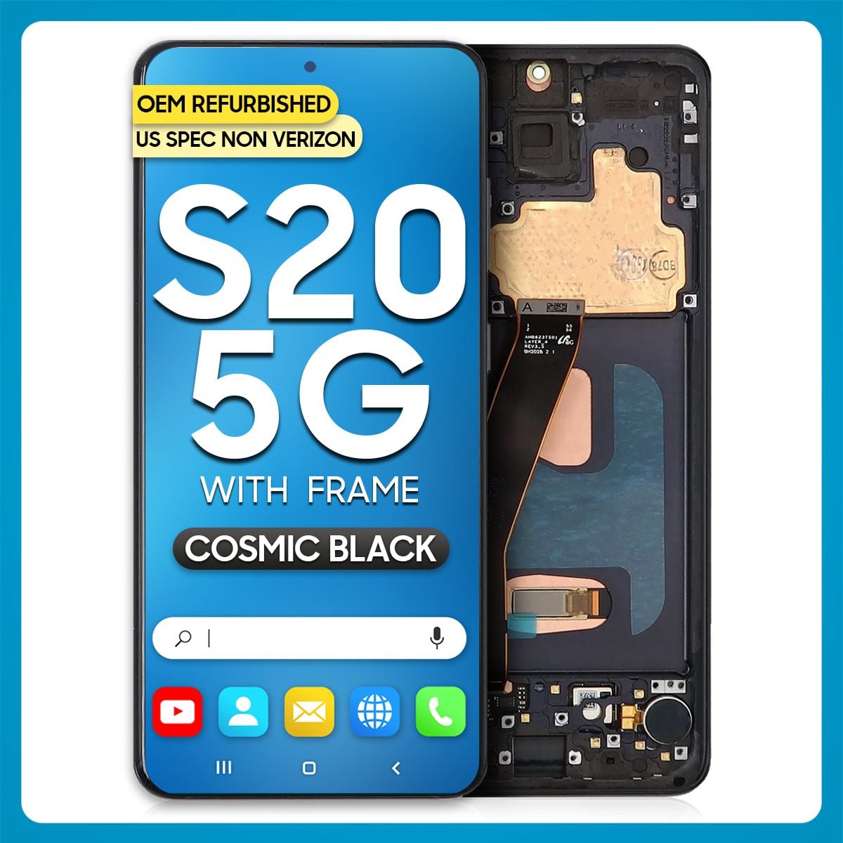 Samsung S20 5G LCD with Touch + Frame Cosmic Black (US SPEC NON VERIZON ...