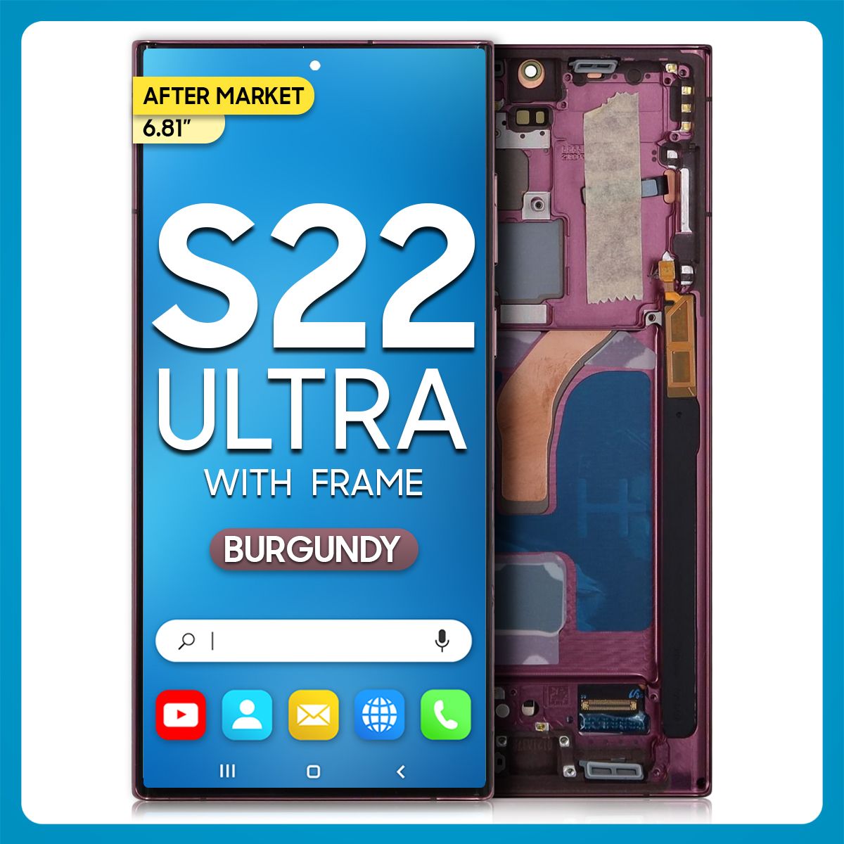 Samsung S22 Ultra 5G LCD with Touch + Frame After Market OLED Burgundy ...