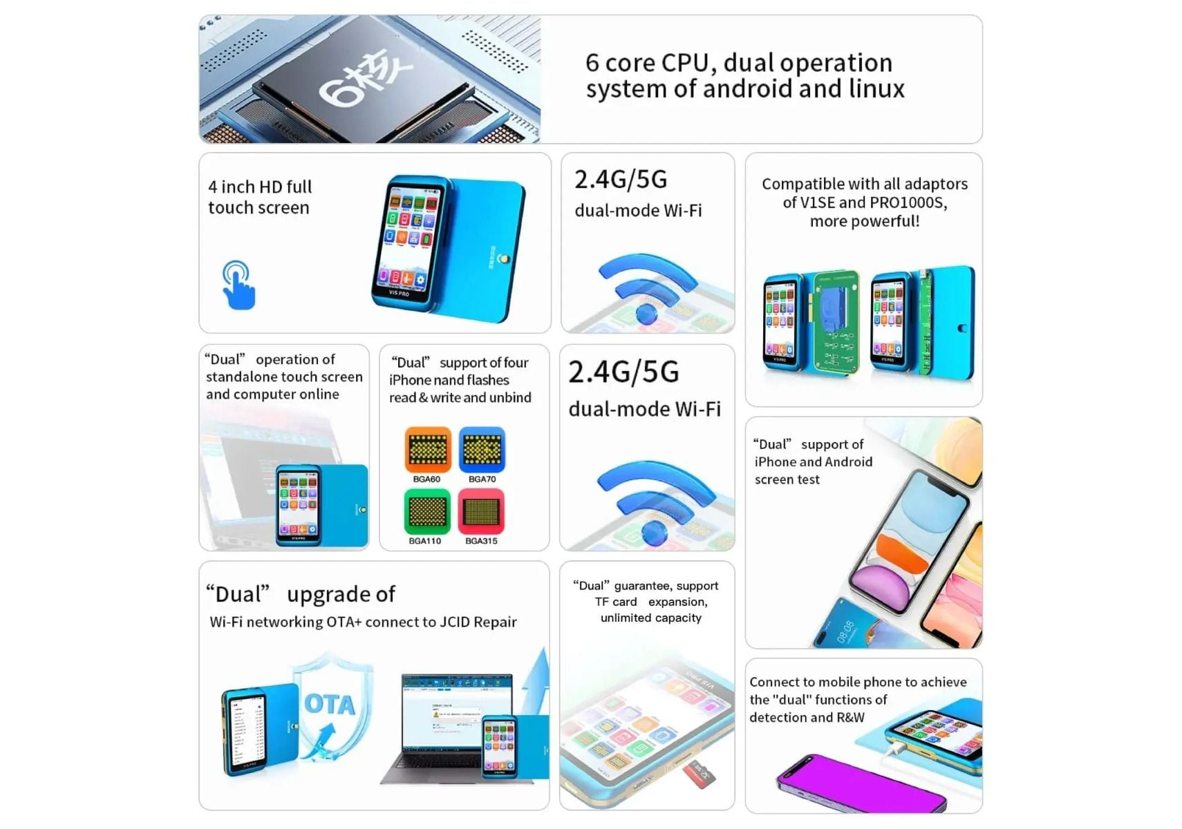 JCID V1S Pro Programmer for Phone Screen True Tone Face ID Battery Repair