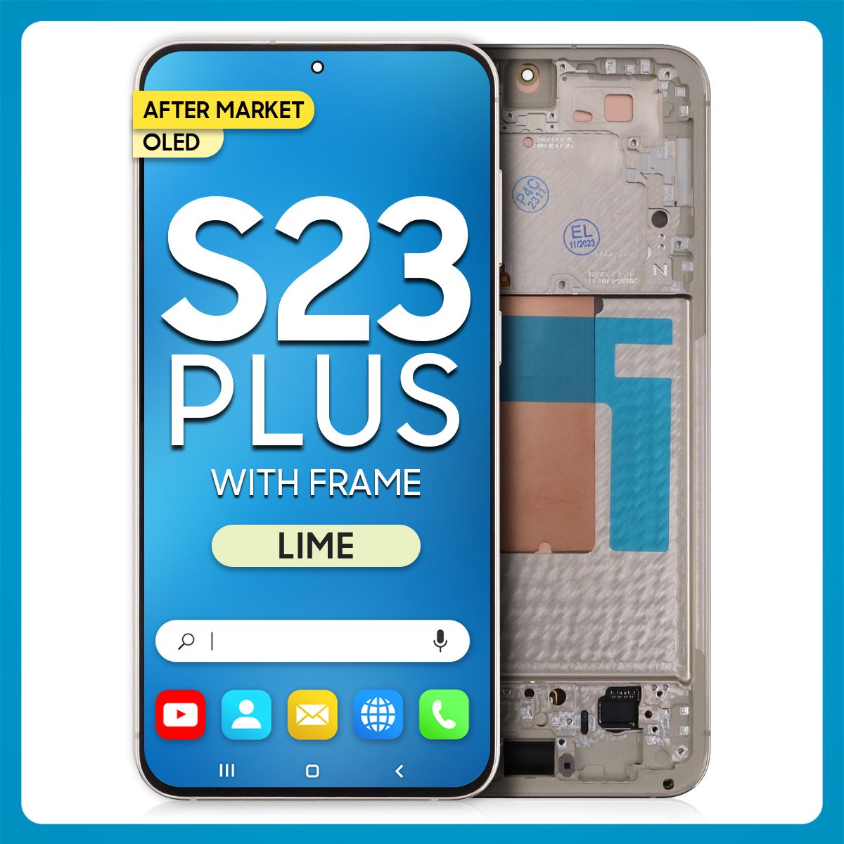 Samsung S23 Plus 5G LCD with Touch + Frame Lime (Assembled OLED ...